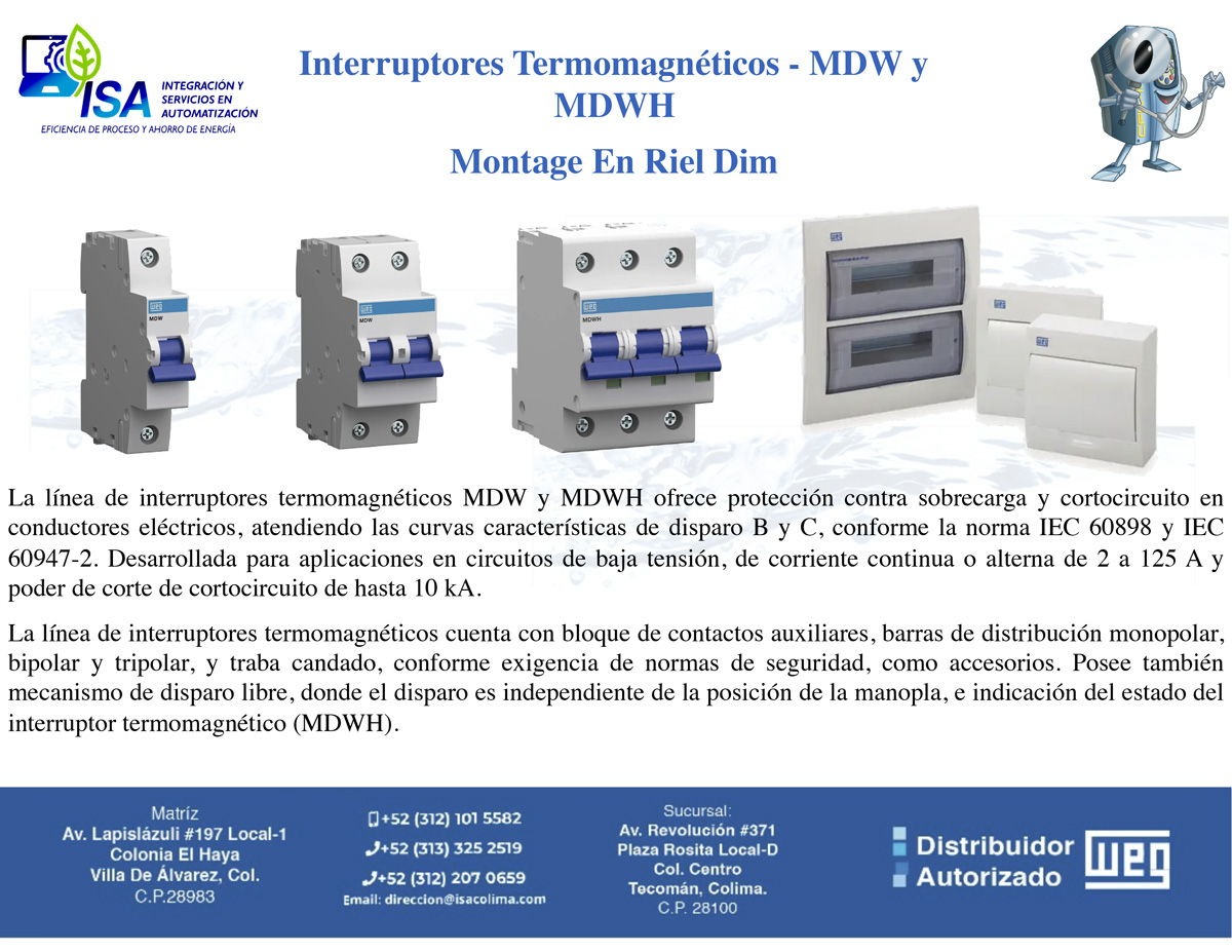 Mini Interruptores MDWH – Material Eléctrico WEG en Colima – ISA Colima